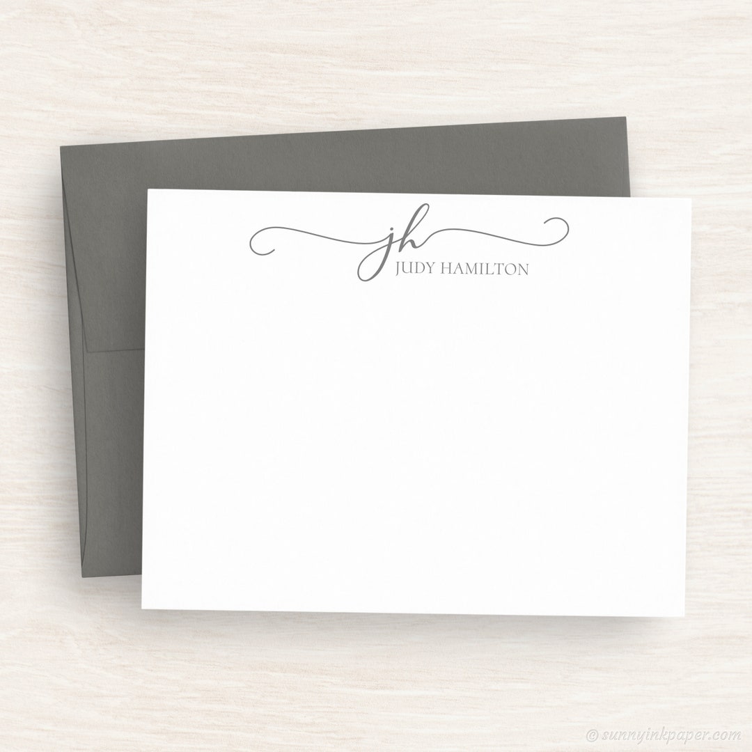Personalized Monogram Stationery Beautiful Handwriting Cards Custom ...