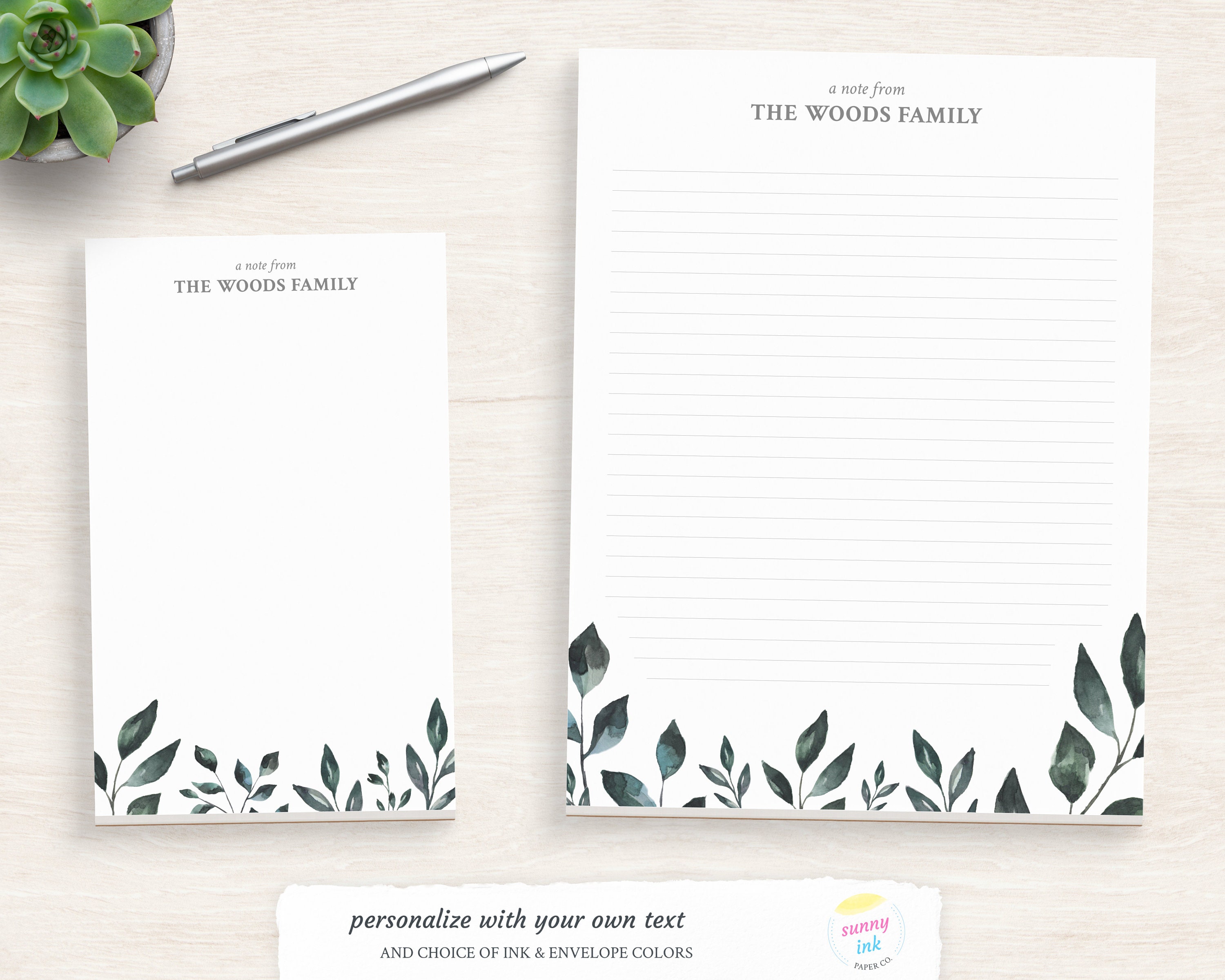 Personalized Leaf Notepad Custom Watercolor Notepad Floral - Etsy