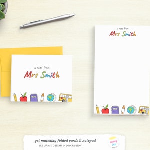 Personalized Teacher Stationery Custom Flat Note Cards Teacher ...