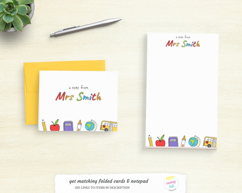 Personalized Teacher Stationery - Custom Flat Note Cards - Teacher ...