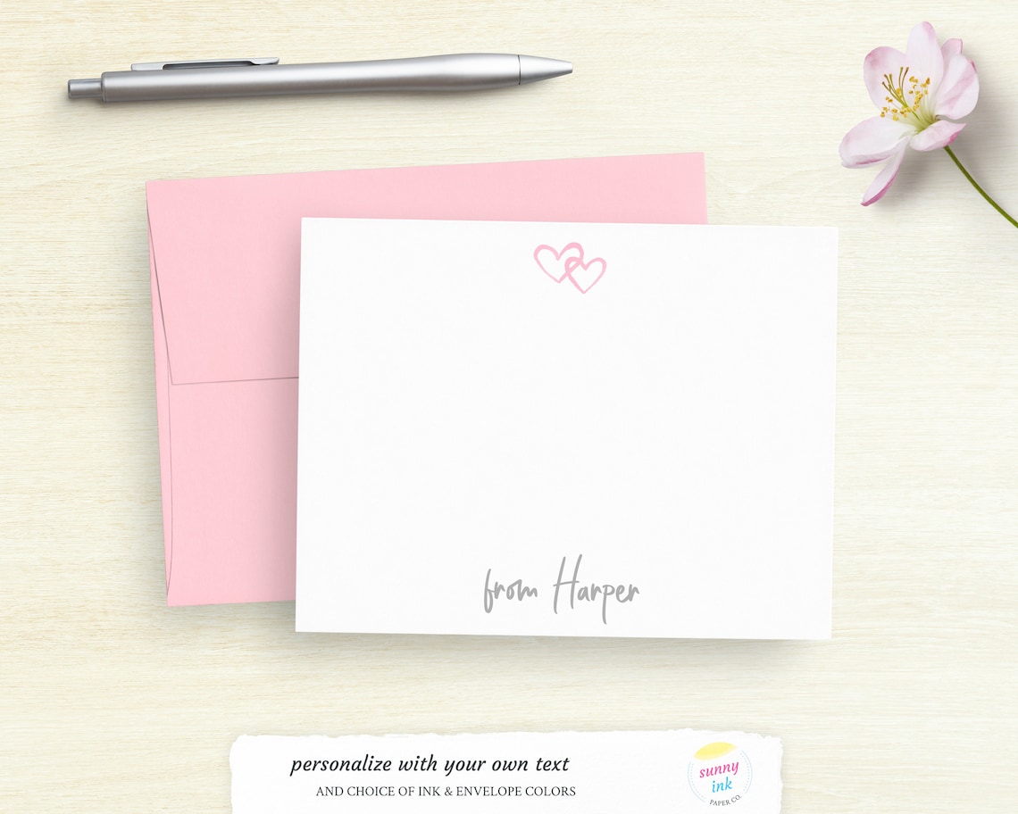 Personalized Stationery Unique Customized Heart Flat Note | Etsy