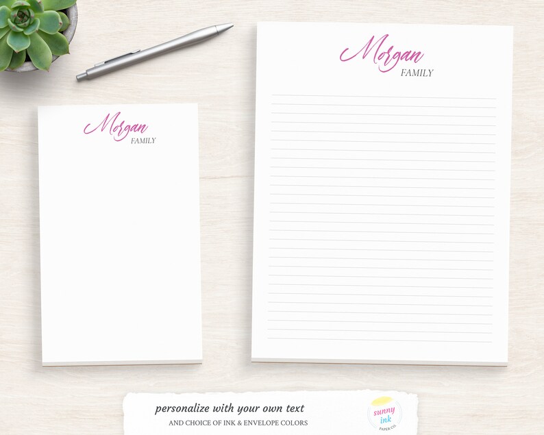 Personalized Writing Pad Two Toned Stationery Desk Pad | Etsy