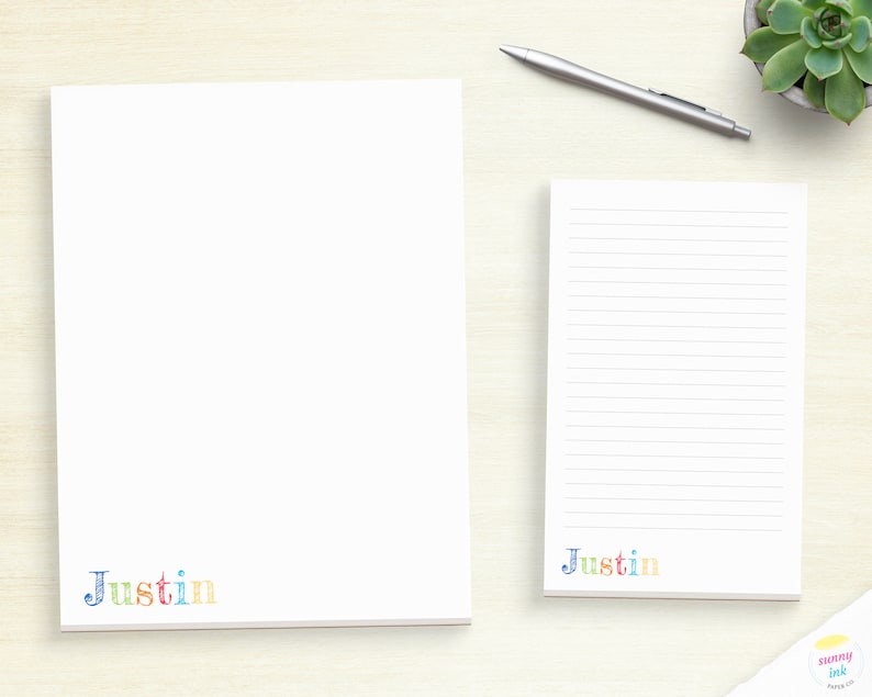 Personalized Kid's Notepad Colorful Kid's Stationery - Etsy