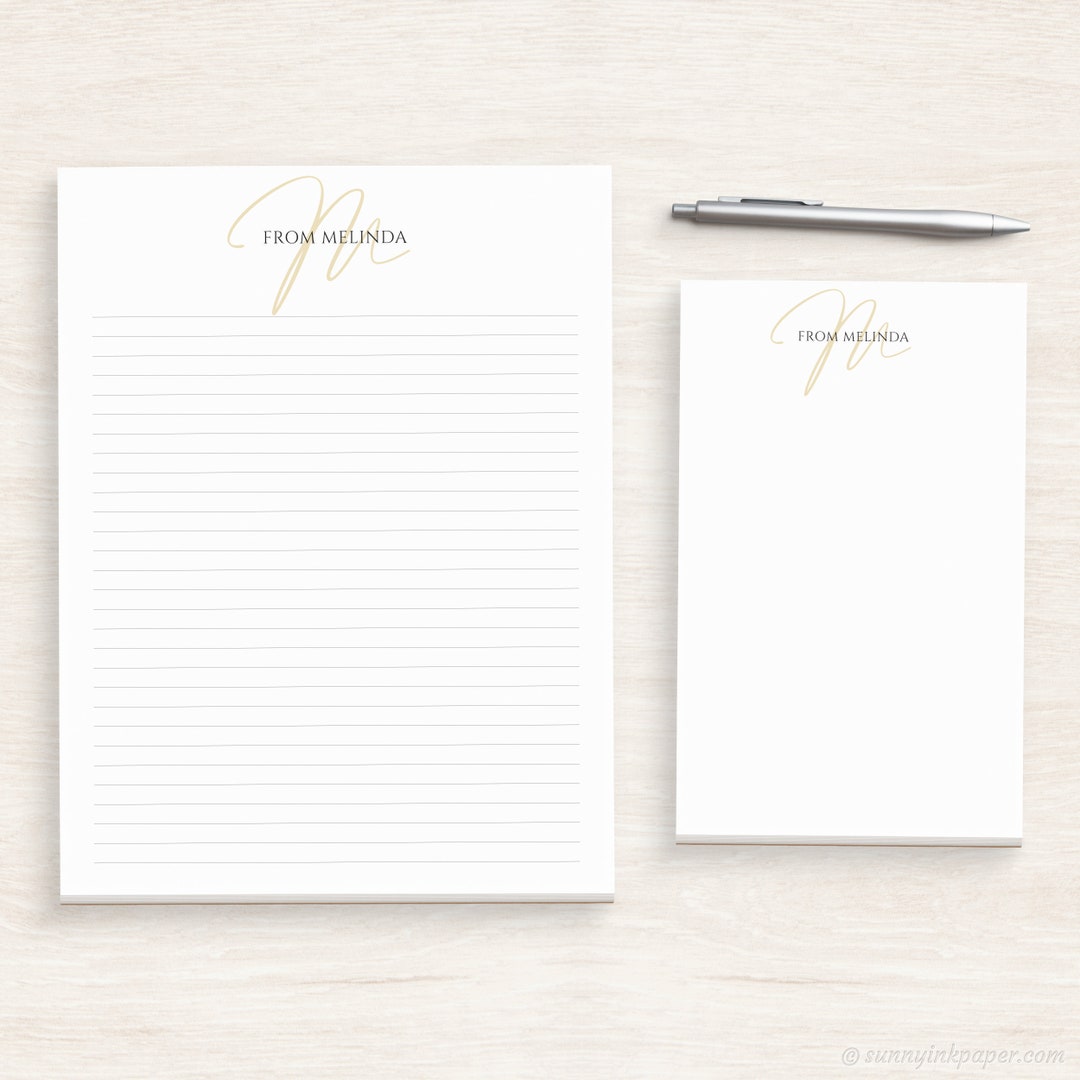 Monogram Notepad - Personalized Stationery Gift - Simple Monogram ...