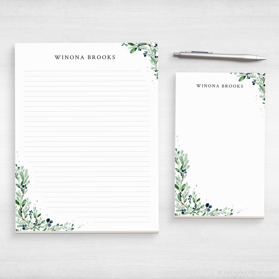 Olive Leaf Notepad Personalized - Nature Stationery - Watercolor Olive ...