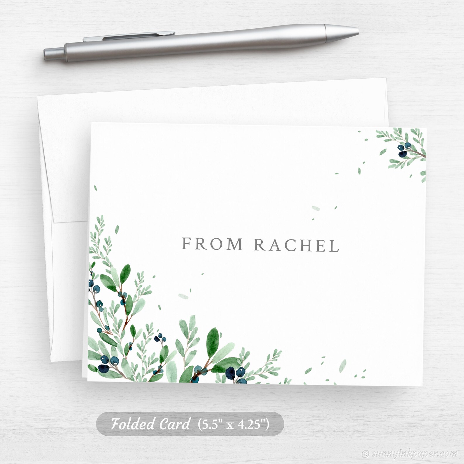 Greenery Personal Stationery Cards Olive Branch Cards for - Etsy