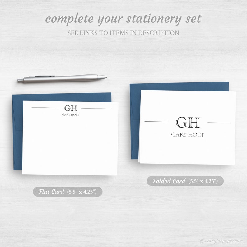 Personalized Monogram Notepad Stationery Desk Pad Elegant - Etsy