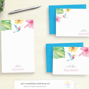 Customized Thank You Card - Tropical Flowers Thank You Note ...