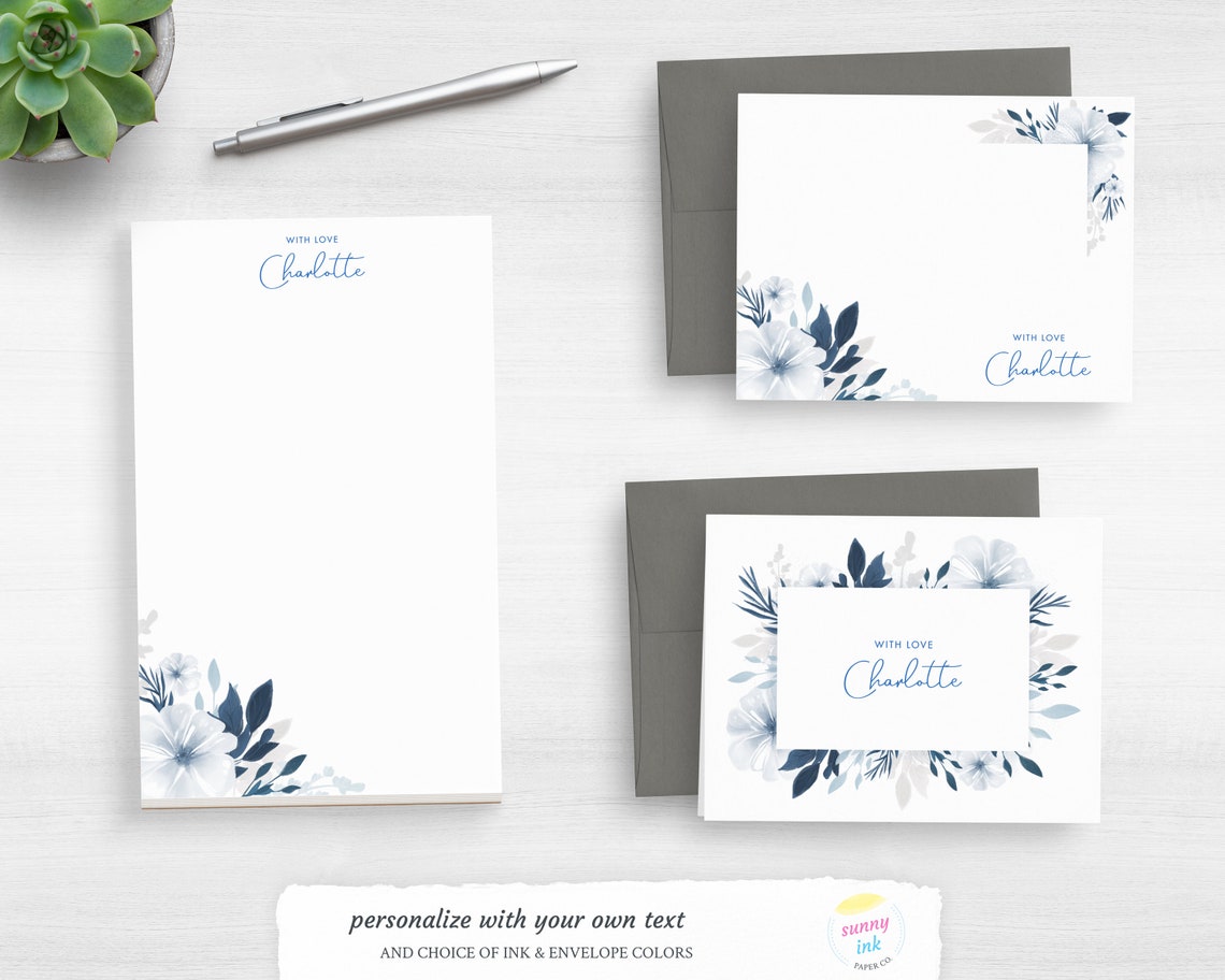 Custom Stationery Floral Writing Paper Watercolor - Etsy