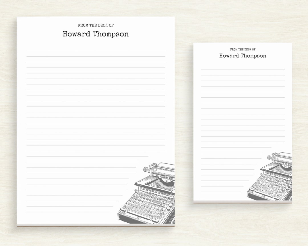 Personalized Vintage Notepad - Typewriter Font Pad - Custom Stationery ...