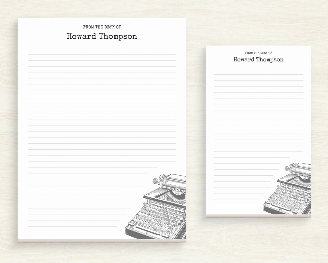 Personalized Vintage Notepad Typewriter Font Pad Custom - Etsy