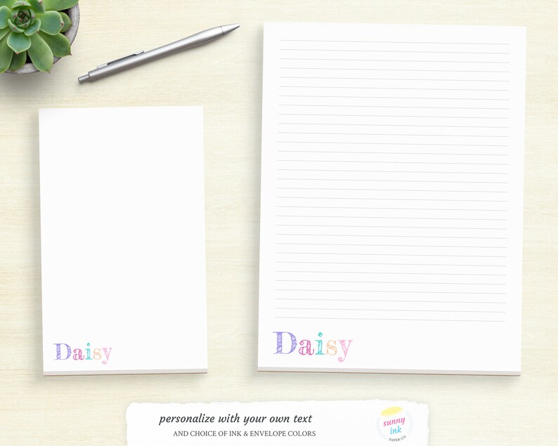 Personalized Kid's Notepad Colorful Kid's Stationery - Etsy