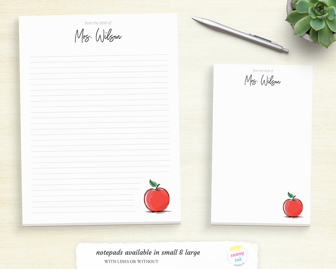 Personalized Teacher Stationery Customized Apple Stationery | Etsy