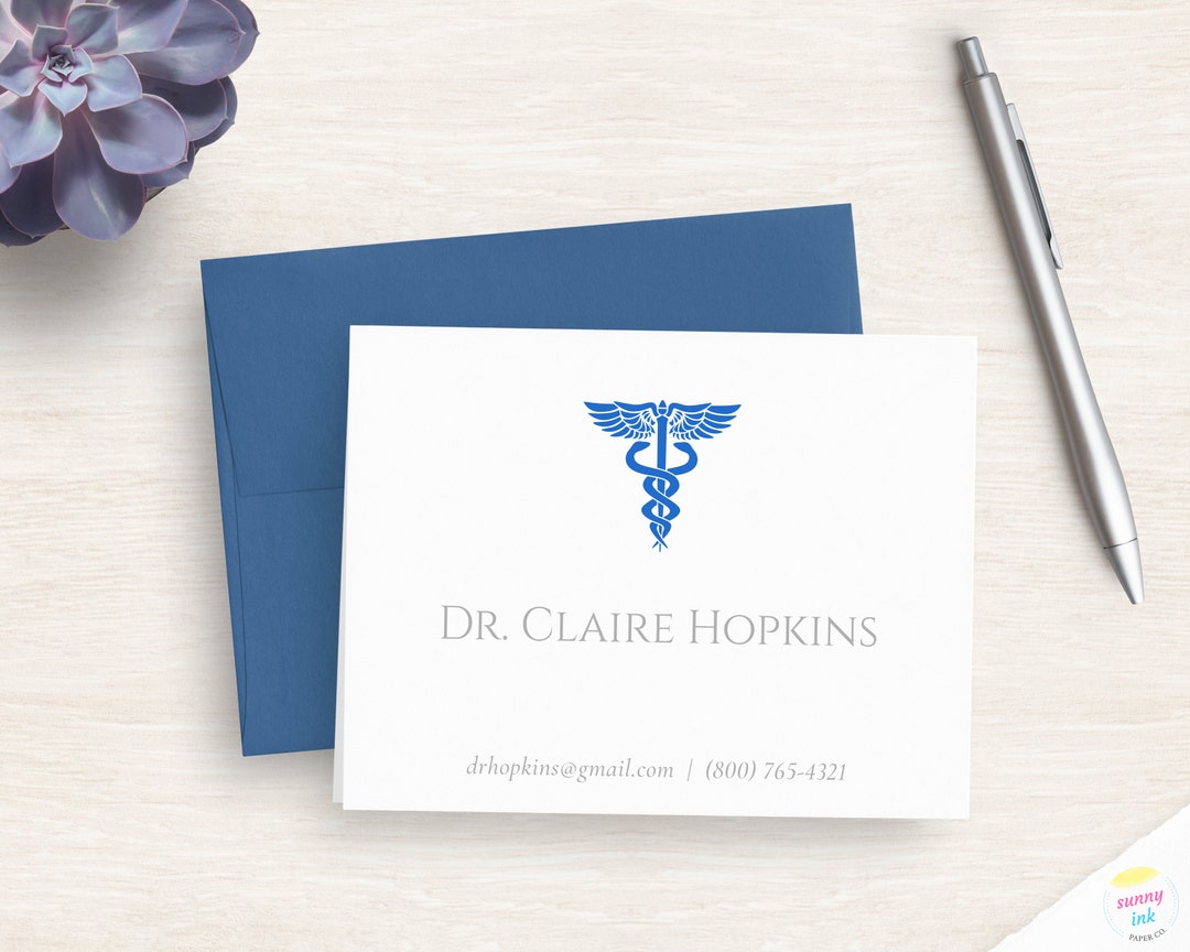 Personalized Note Card Set - Classic Professional Doctor Medical Folded ...