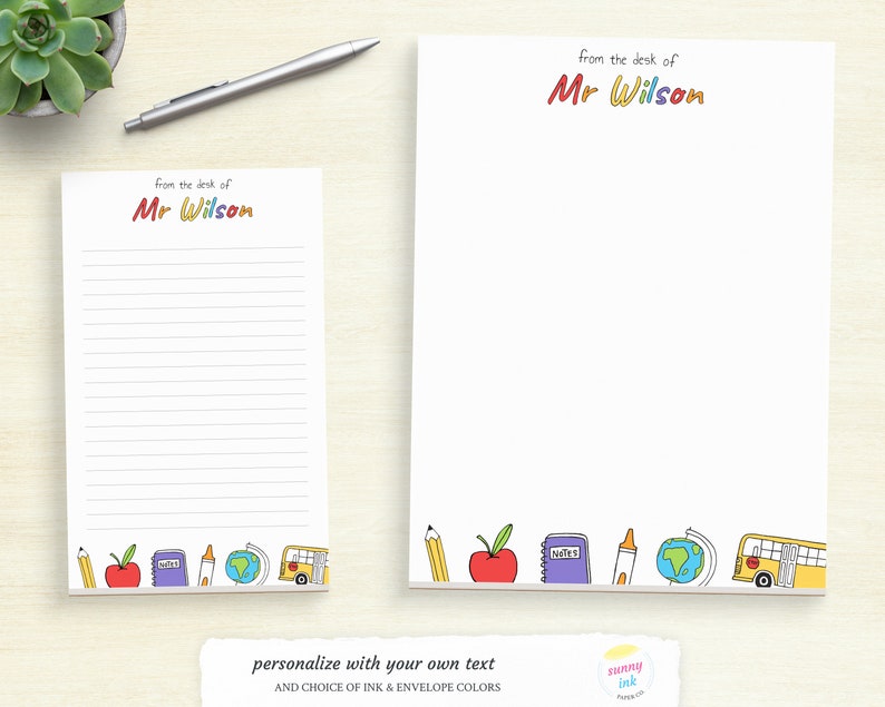 Personalized Teacher Notepad Customized Middle School - Etsy