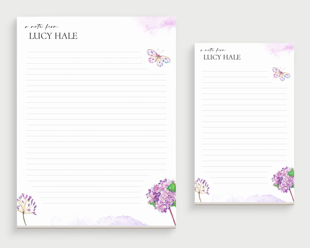 Personalized Writing Pad - Floral Stationery - Custom Notepad ...