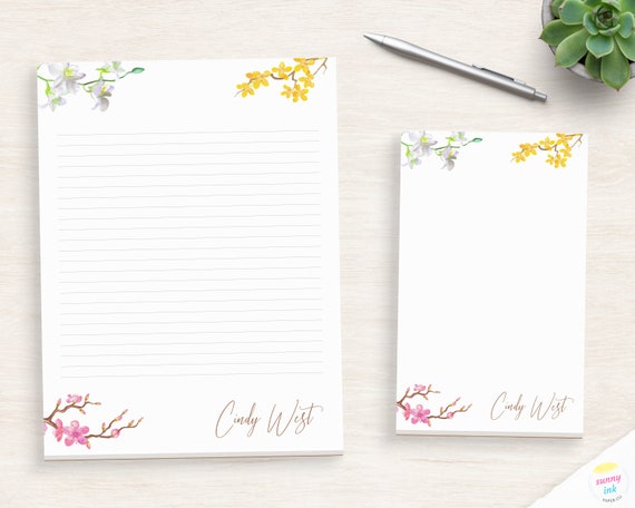 Personalized Spring Flower Writing Pad Floral Custom Notepad | Etsy