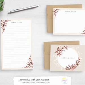 Personalized Fall Stationery - Fall Leaves Border Stationery Set ...
