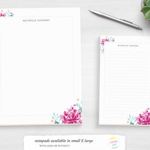 Watercolor Floral Stationery - Personalized Writing Paper Set - Pretty ...