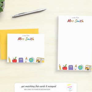 Teacher Note Card Set Personalized - Custom Teacher Gift - Colorful ...