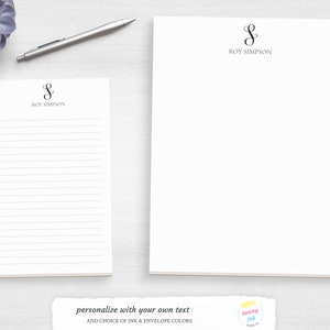 Personalized Notepad Stationery - Classic Monogram Single Monogram ...