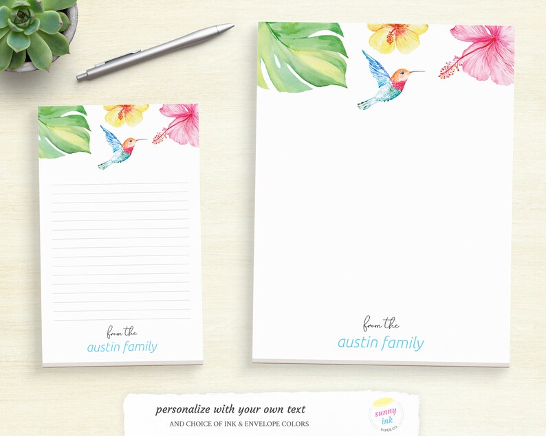 Personalized Notepad Tropical Watercolor Stationery Sheet | Etsy