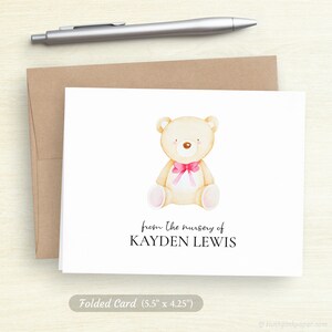 Teddy Bear Personalized Stationery Cards - Custom Baby Shower Folded ...