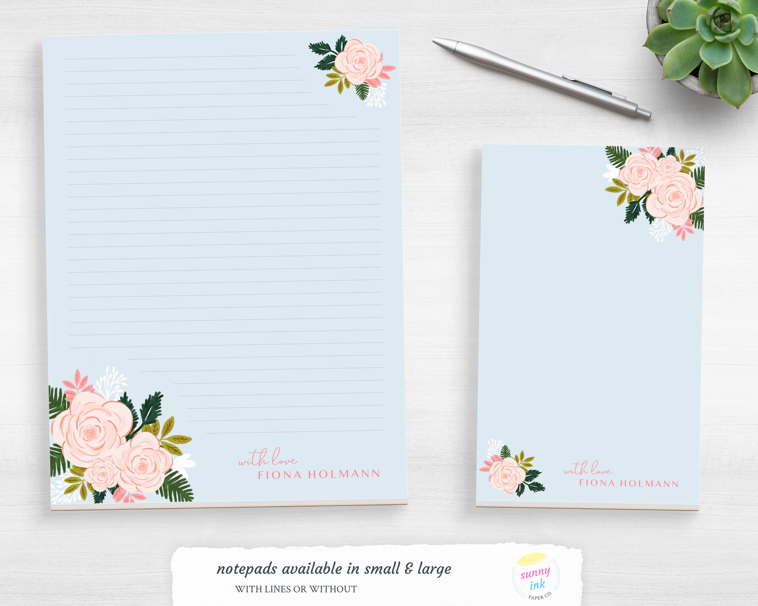 Personalized Floral Stationery Peony Flowers Stationery Set | Etsy