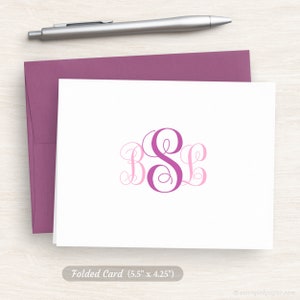 Personalized Monogram Stationery - Classic Monogram - Customized Folded ...