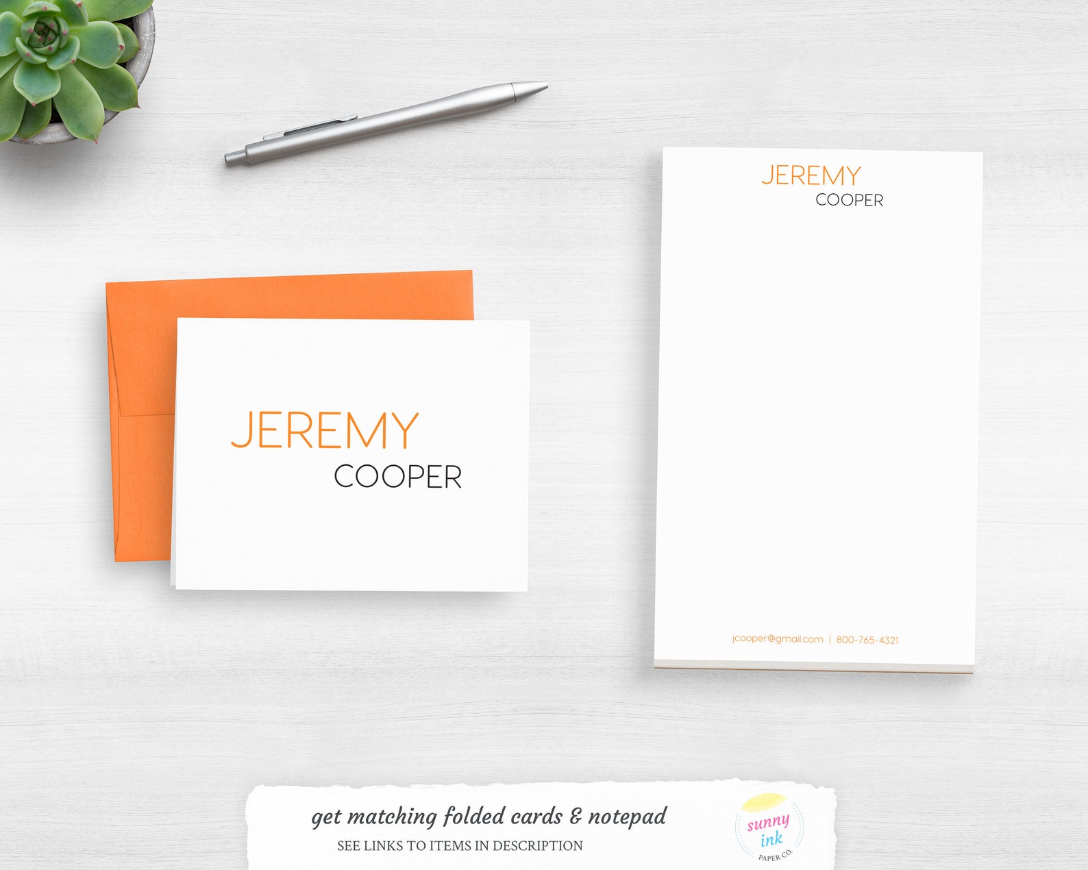 Personalized Stationery Cards Simple Text Note Cards | Etsy