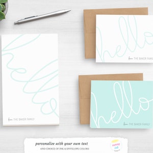 Personalized Stationery - Hello Note Card Set - Customized Stationery ...