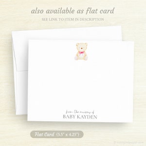 Teddy Bear Personalized Stationery Cards - Custom Baby Shower Folded ...