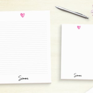 Personalized Writing Pad - Lovely Heart Notepad - Beautiful Girl's ...
