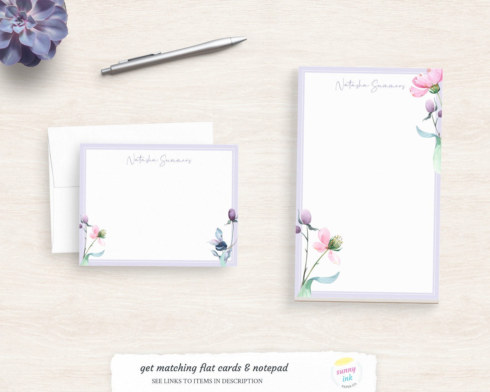 Floral Personalized Stationery Cards Pretty Customized - Etsy