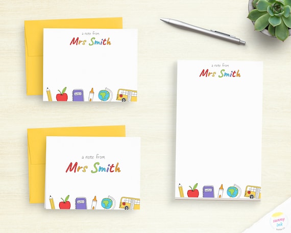Personalized Stationery for Kindergarten Teacher Colorful | Etsy