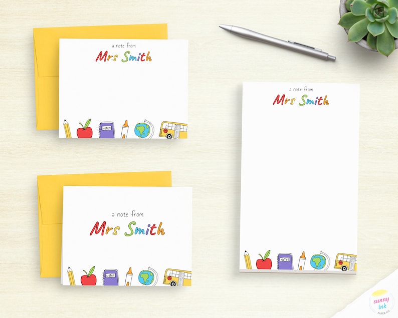 Personalized Stationery for Kindergarten Teacher - Colorful Custom ...