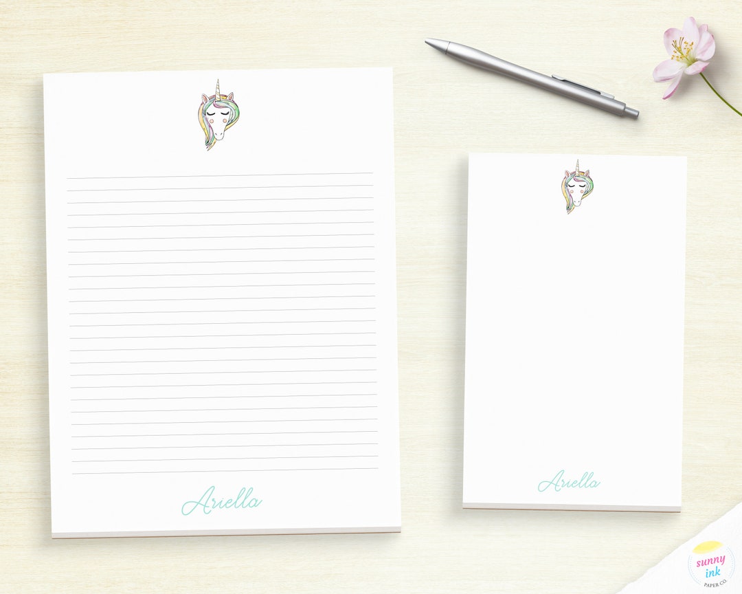 Personalized Magical Writing Paper - Customized Unicorn Notepad - Girl ...