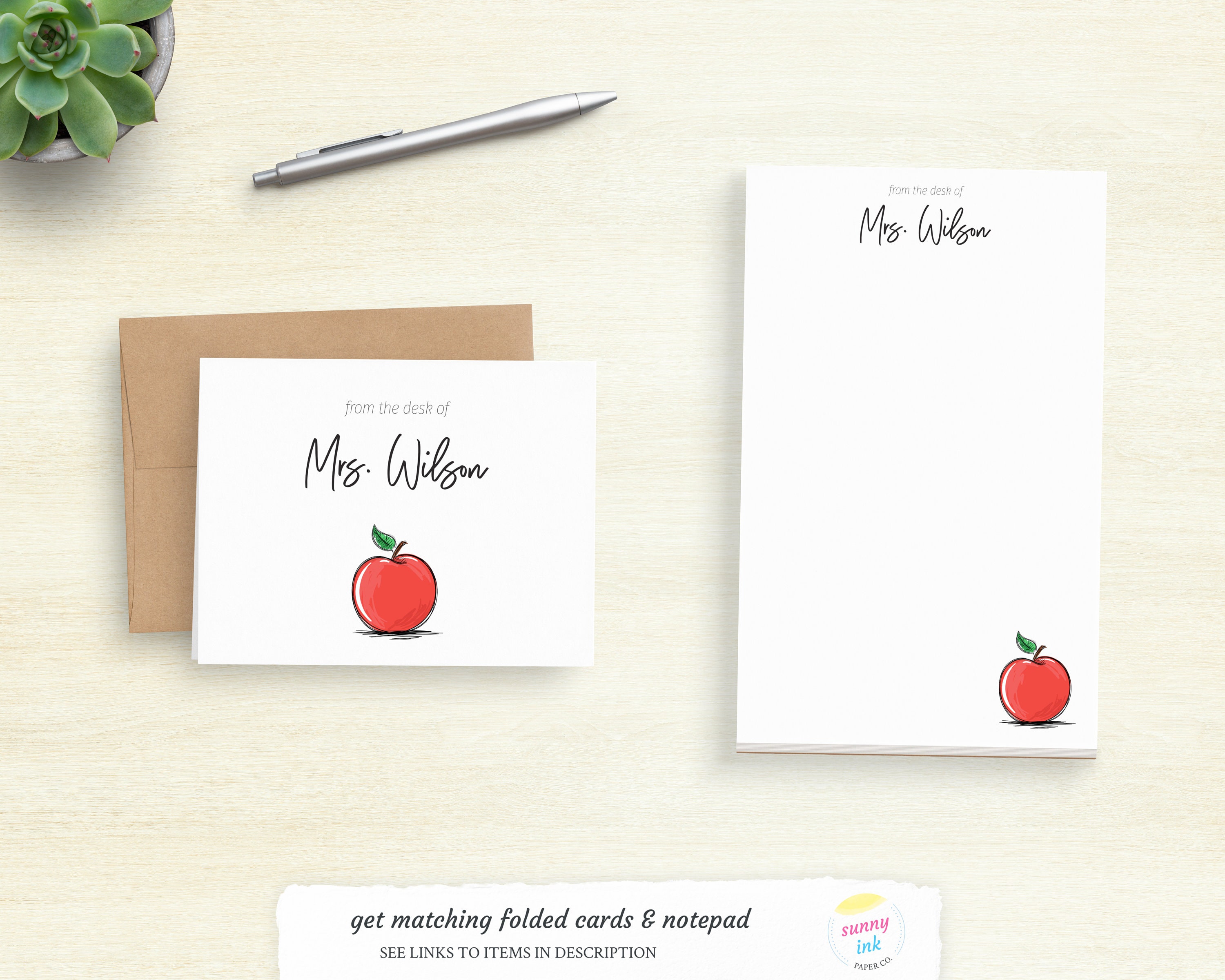 Personalized Teacher Stationery Custom Teacher Flat Note | Etsy