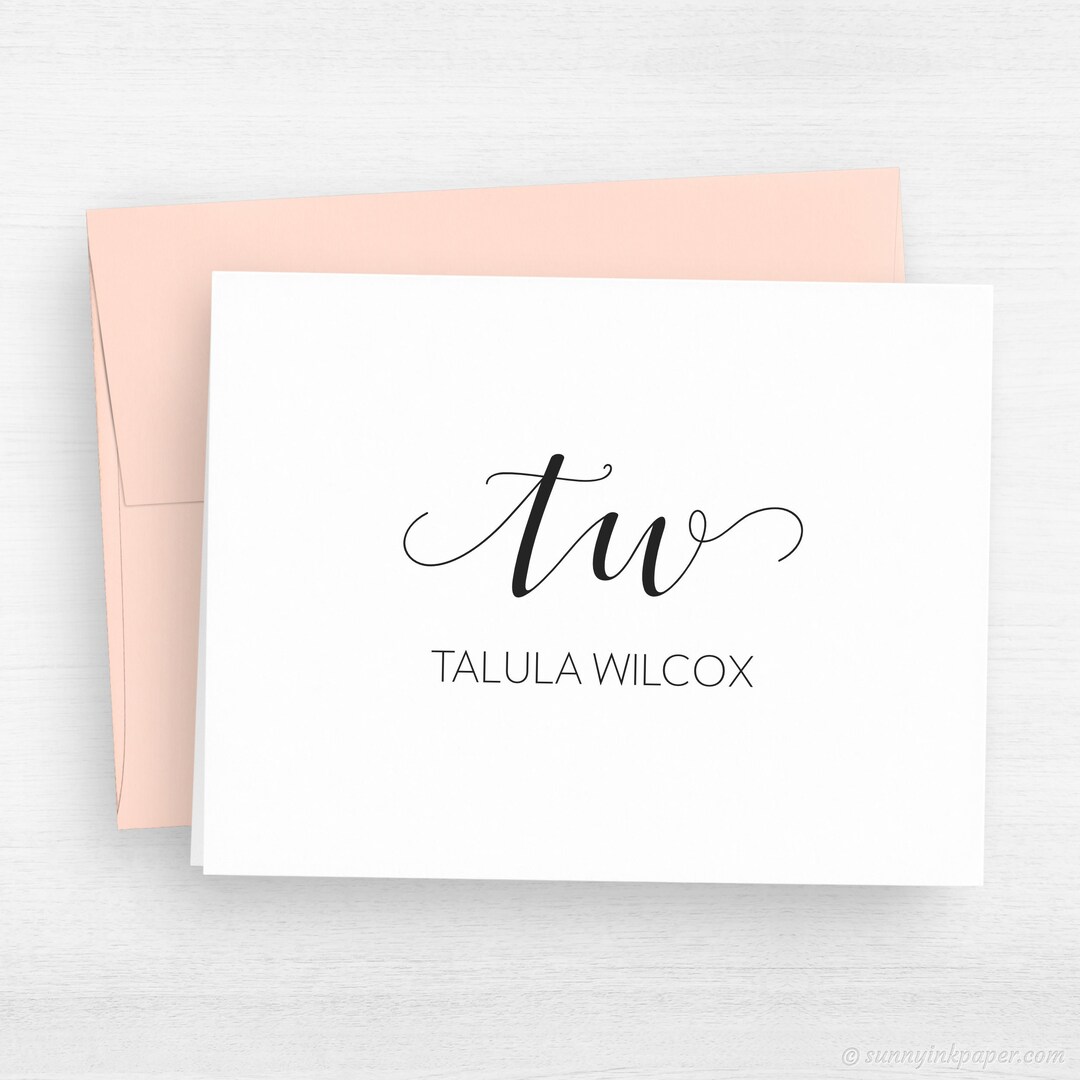 Personalized Stationery for Women - Monogram Card Set - Custom Folded ...