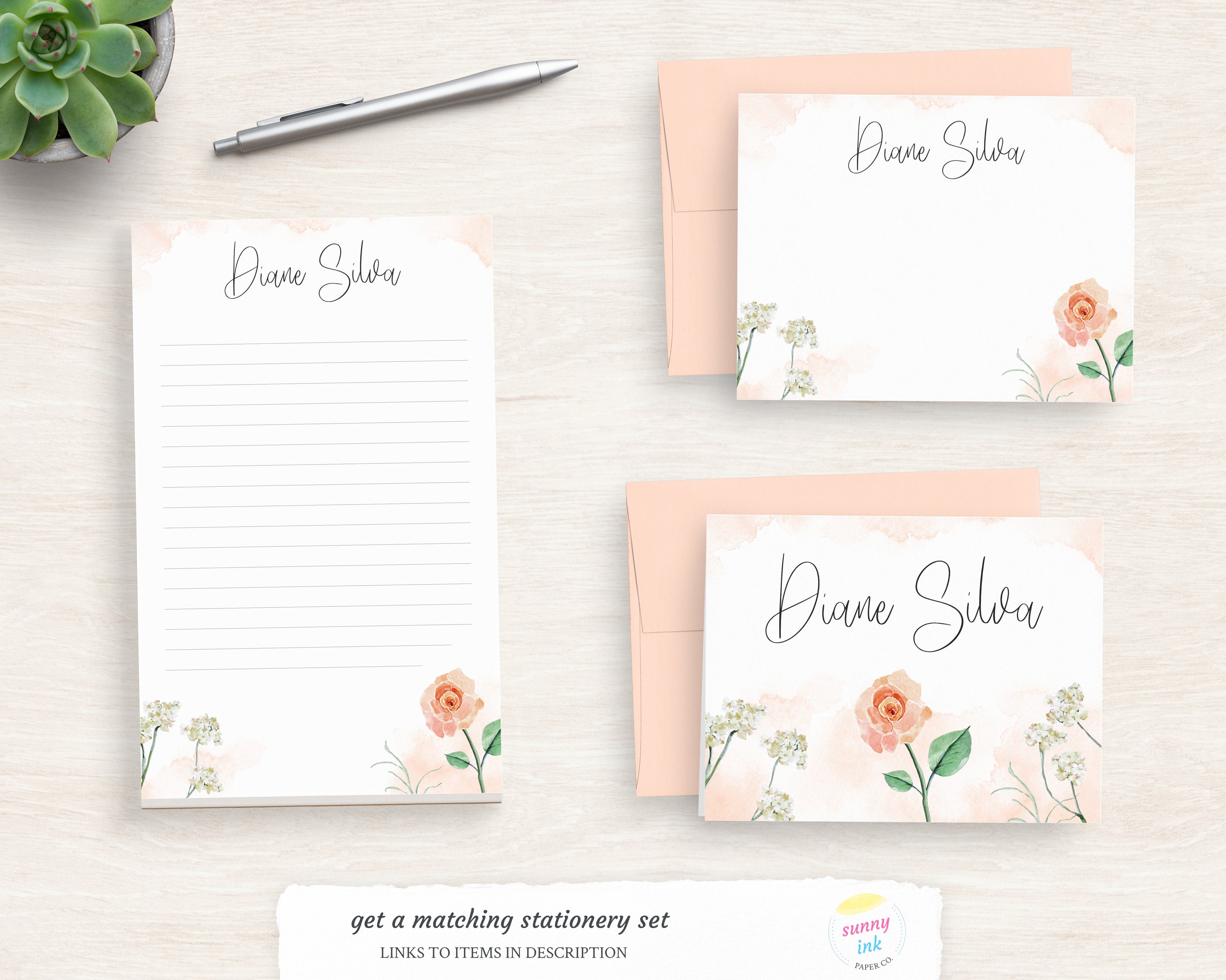 Personalized Thank You Note - Pastel Color Stationery - Custom Thank ...