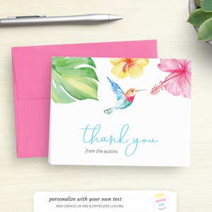 Customized Thank You Card - Tropical Flowers Thank You Note ...