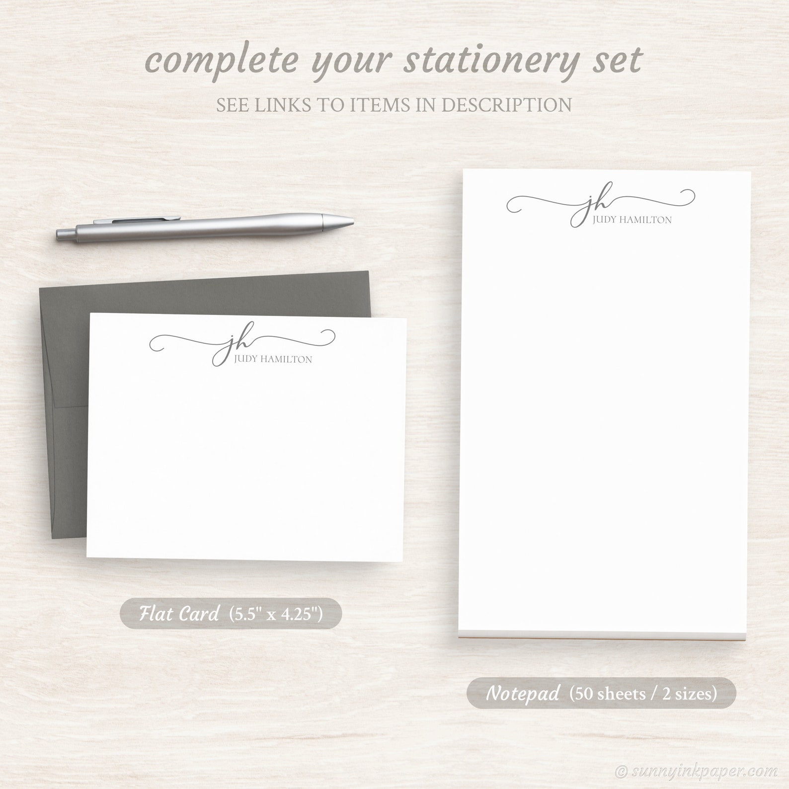 Personalized Monogram Stationery Cards Custom Cards for Her - Etsy