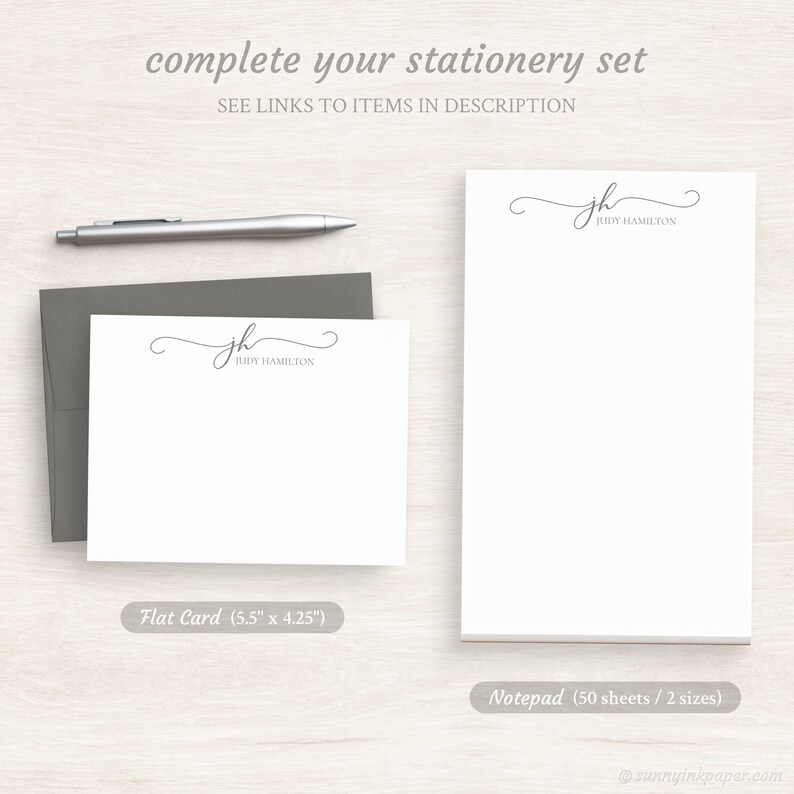 Personalized Monogram Stationery Cards Custom Cards for Her - Etsy