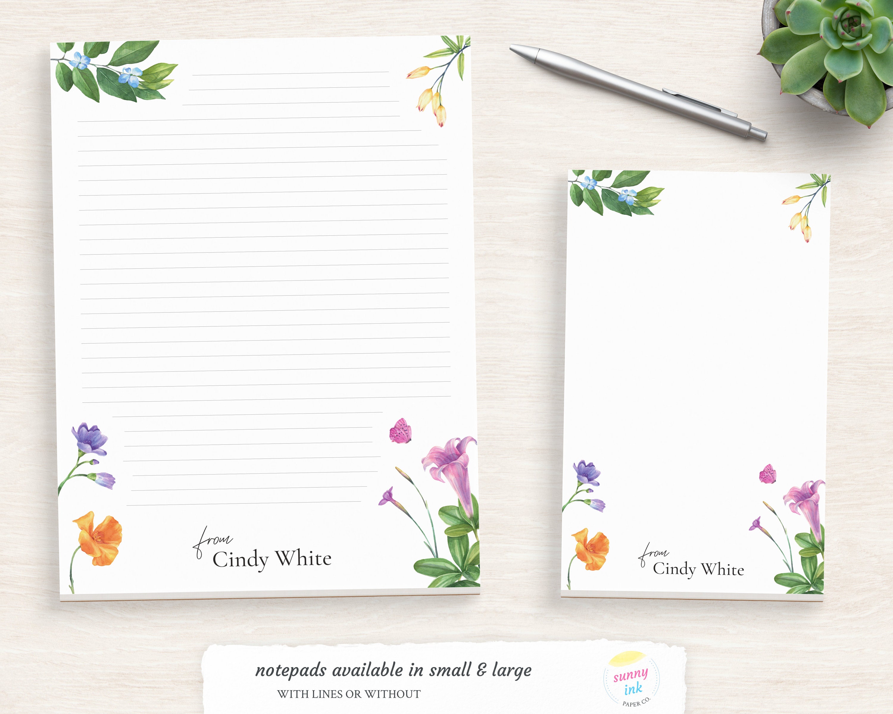 Personalized Stationery Spring Flowers Writing Paper | Etsy