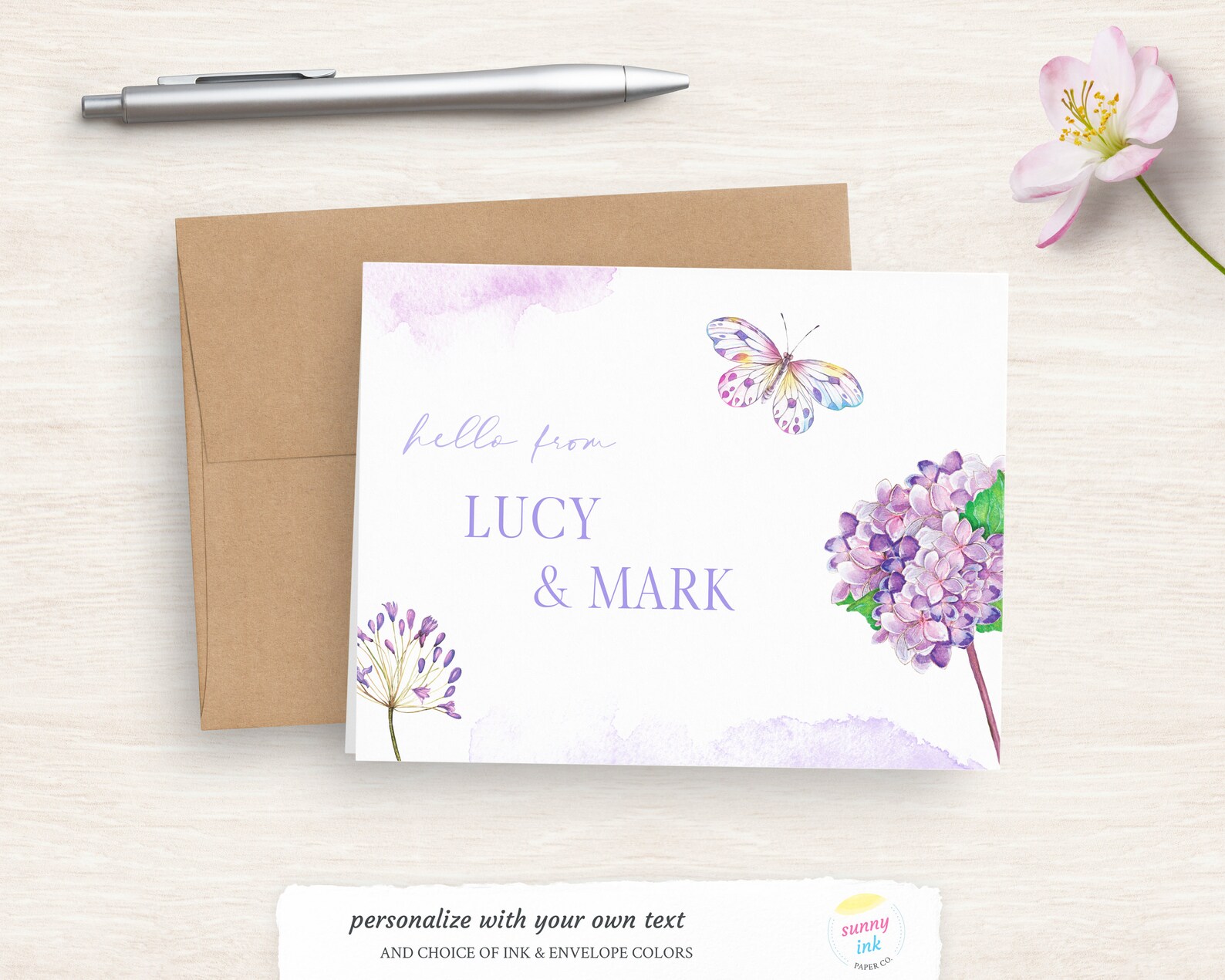 Personalized Note Card Set Hydrangea Stationery Customized - Etsy
