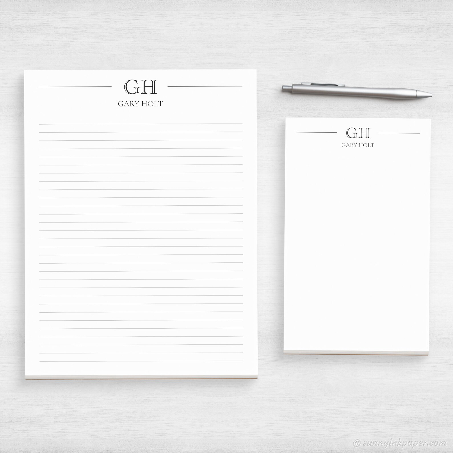 Personalized Monogram Notepad Stationery Desk Pad Elegant - Etsy