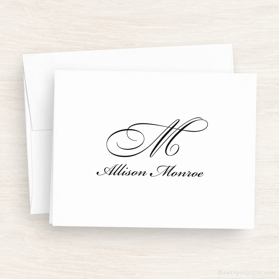 Personalized Stationery Gift for Her - Monogrammed Folded Note Cards ...