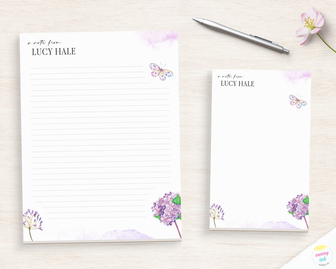 Personalized Writing Pad Floral Stationery Custom Notepad | Etsy