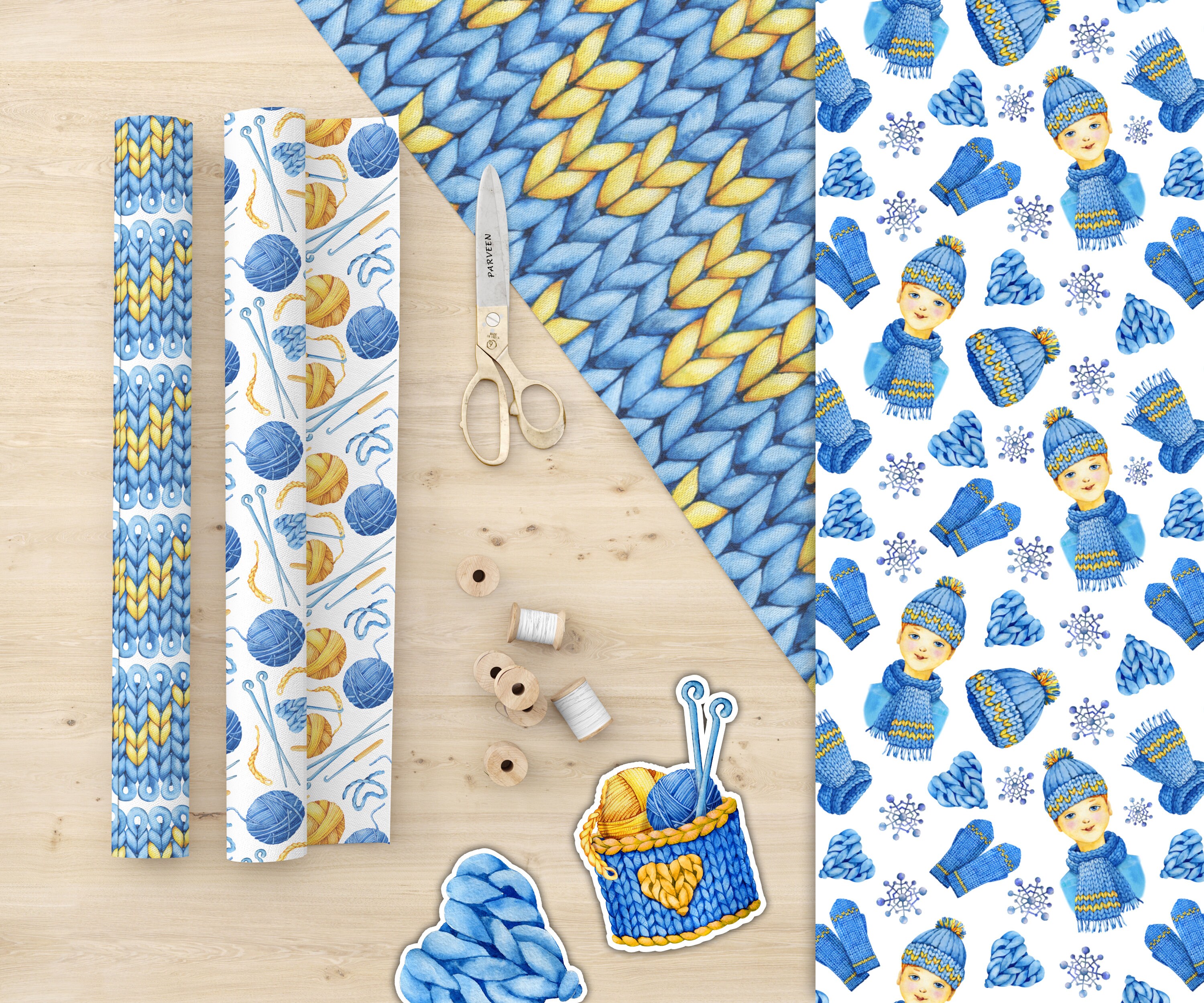 Knitting Digital Paper Watercolor Winter Seamless Patterns | Etsy