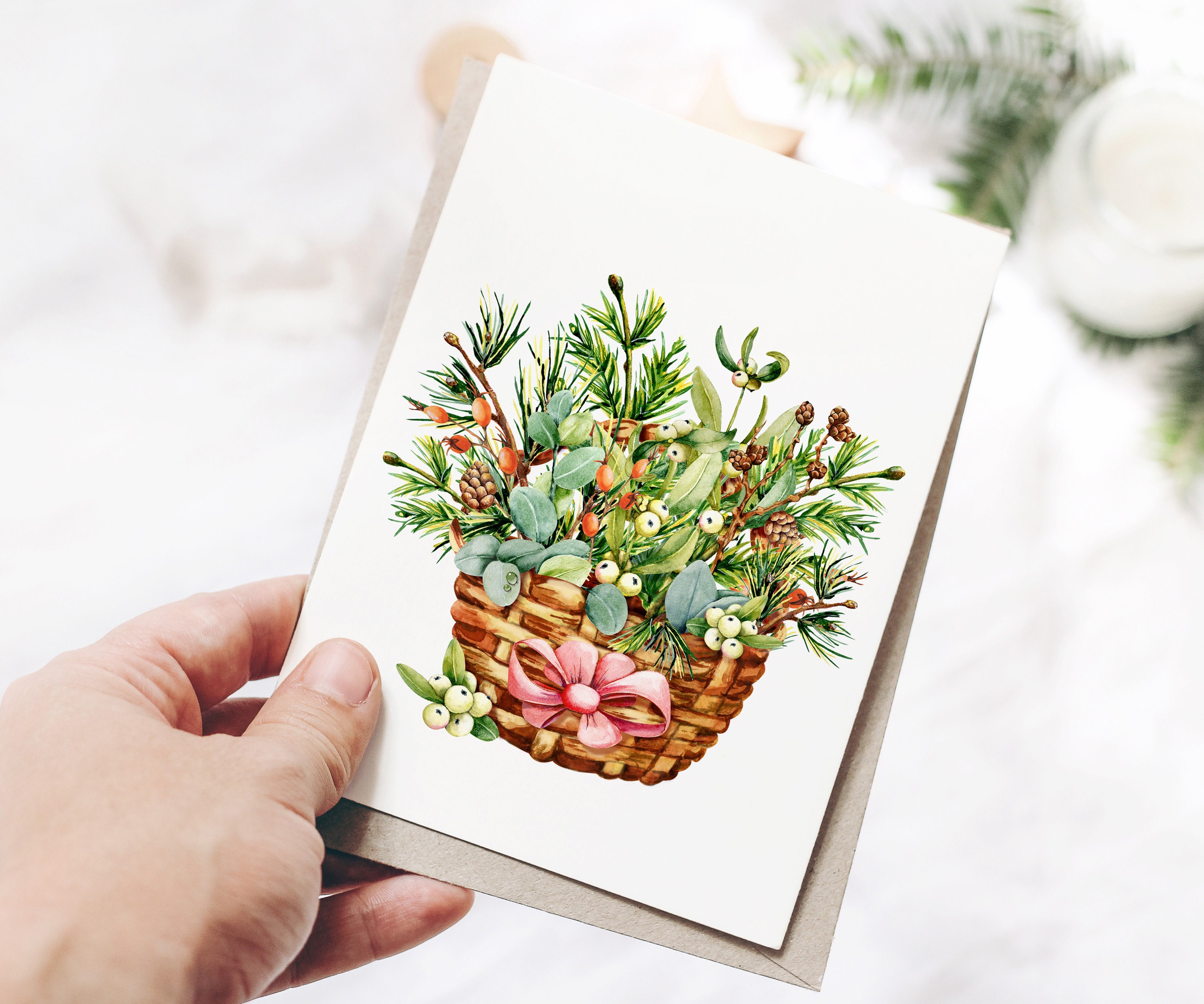 Christmas Greenery Clipart Watercolor Arrangements Bouquet | Etsy